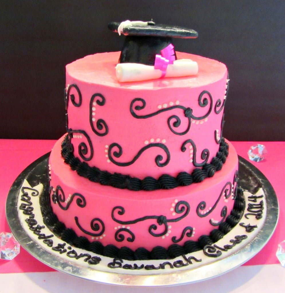 Pink and Black Graduation Cake - A baJillian Recipes