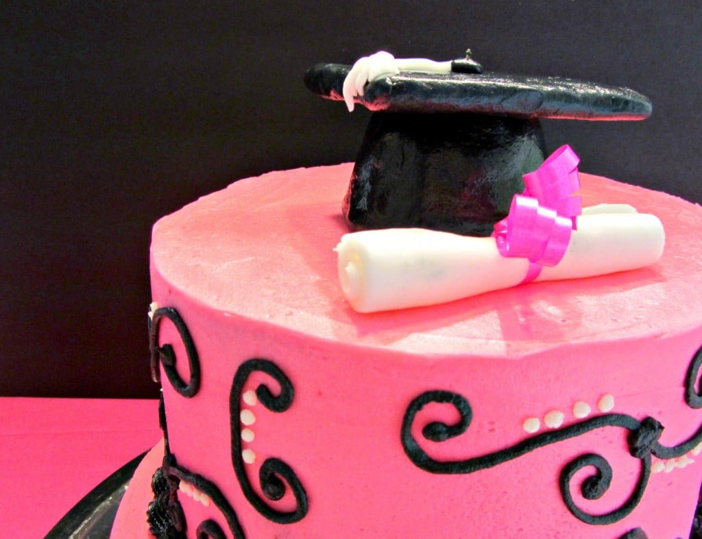 Pink and Black Graduation Cake - A baJillian Recipes