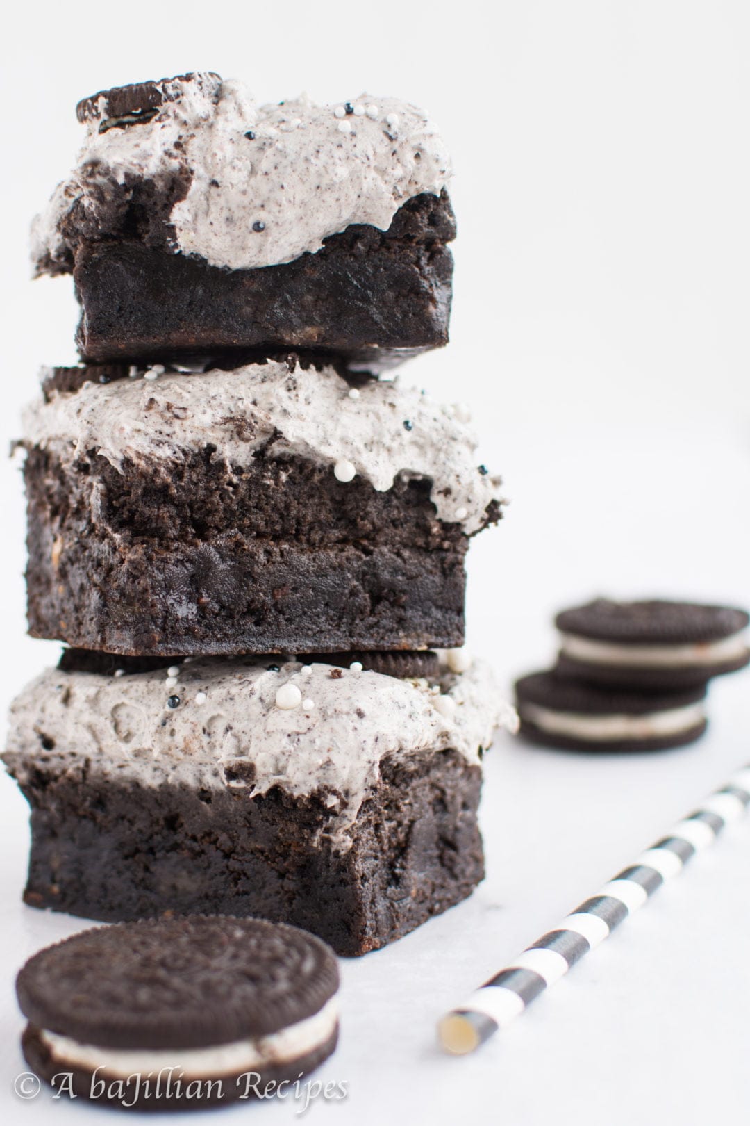 Triple Oreo Brownies - A baJillian Recipes