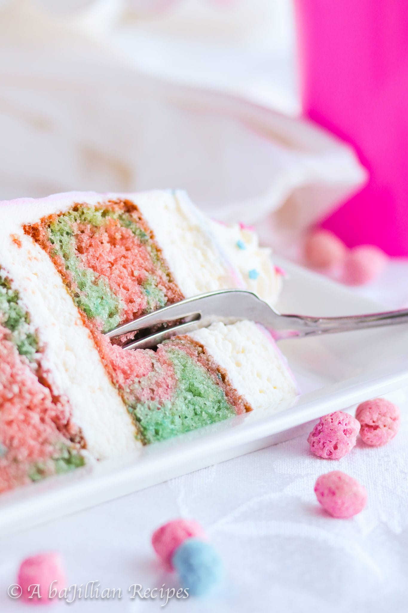 Cotton Candy Cap'n Crunch Cereal Cake - A baJillian Recipes
