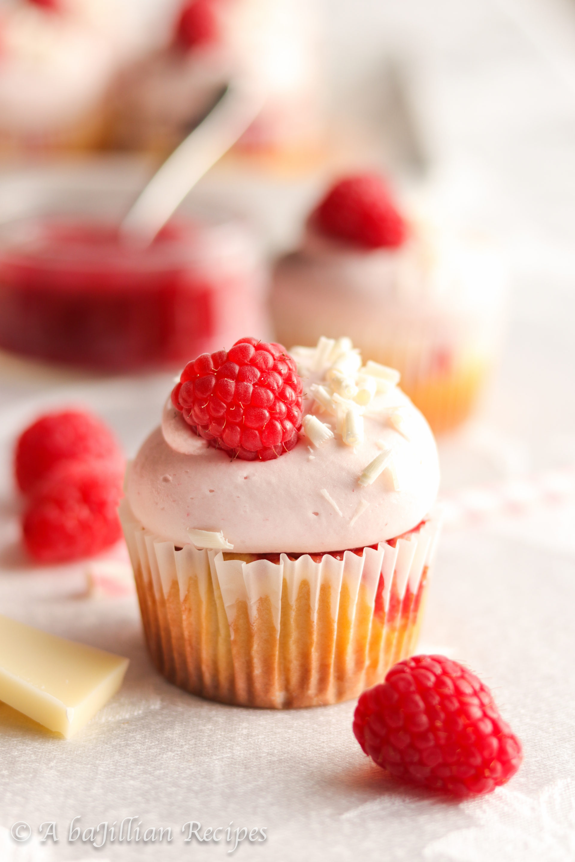 White Chocolate Raspberry Cupcakes - A baJillian Recipes
