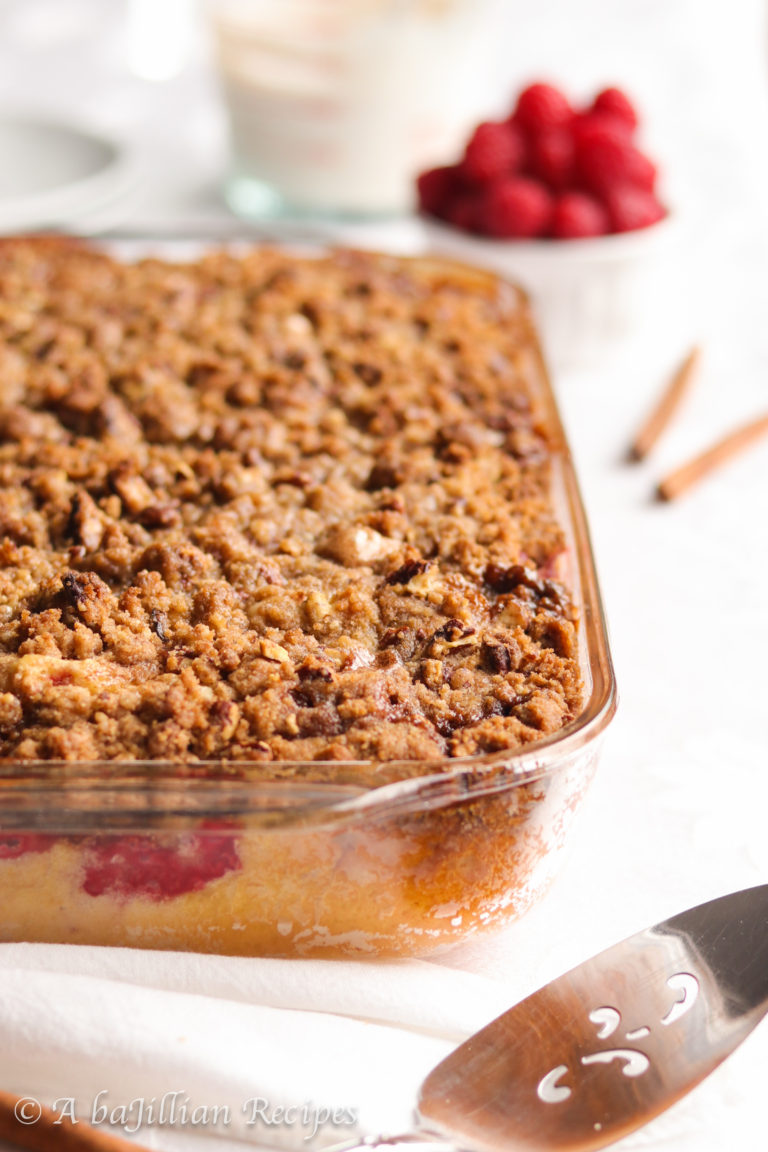 Raspberry Cinnamon Roll Coffee Cake - A baJillian Recipes