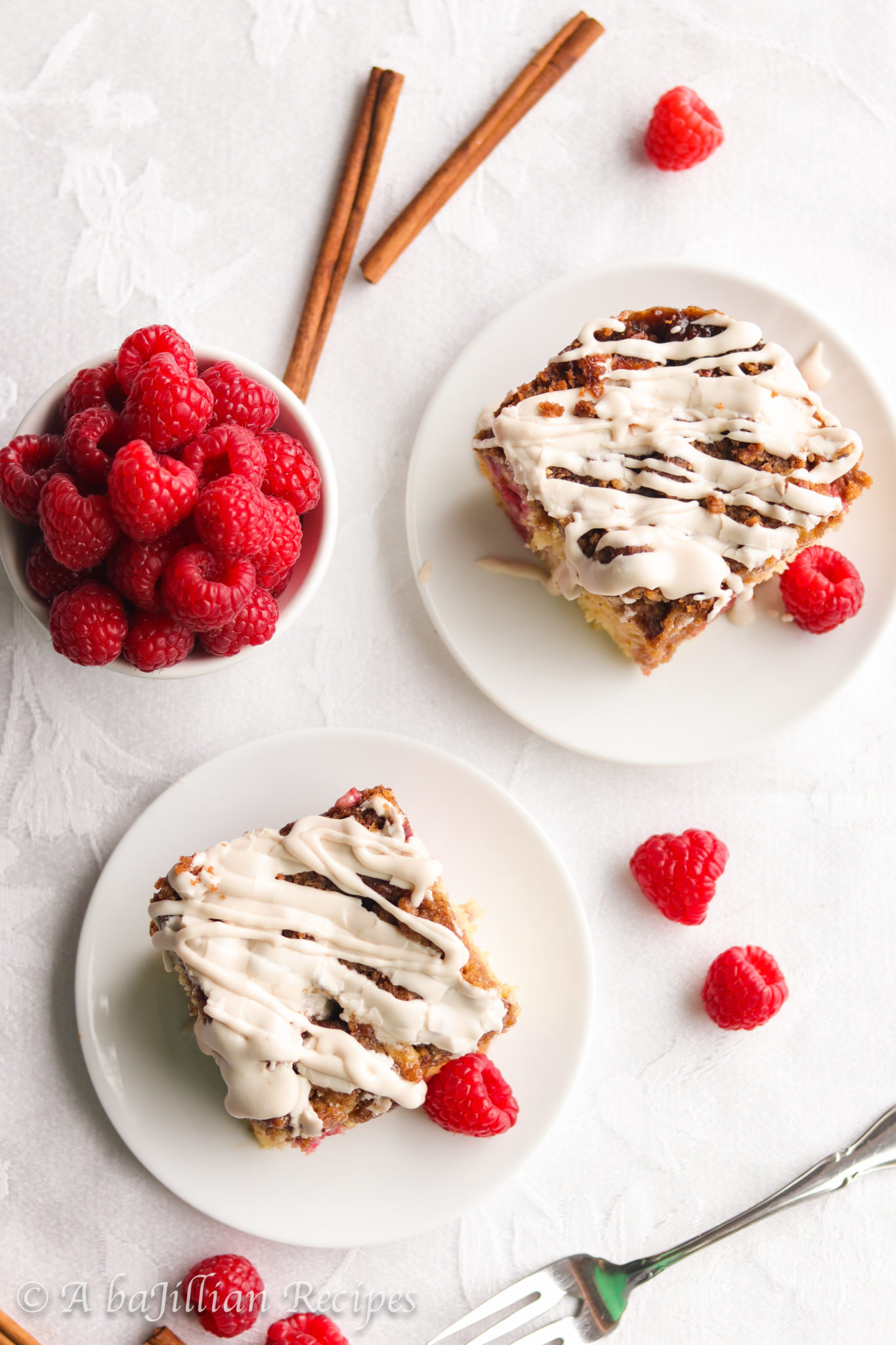 Raspberry Cinnamon Roll Coffee Cake - A baJillian Recipes