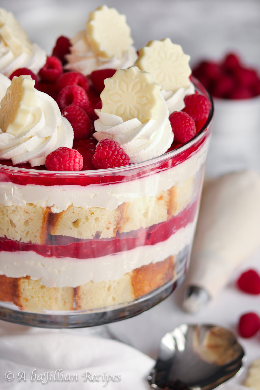White Chocolate Raspberry Trifle - A baJillian Recipes