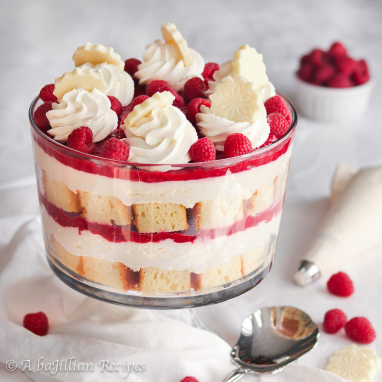 White Chocolate Raspberry Trifle - A baJillian Recipes