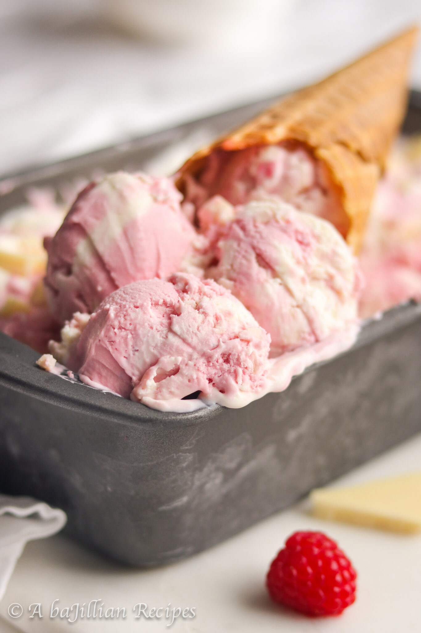 White Chocolate Raspberry Ice Cream - A baJillian Recipes