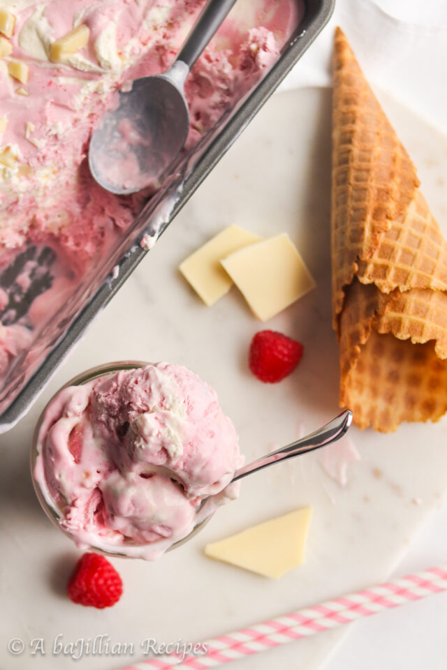 White Chocolate Raspberry Ice Cream - A baJillian Recipes