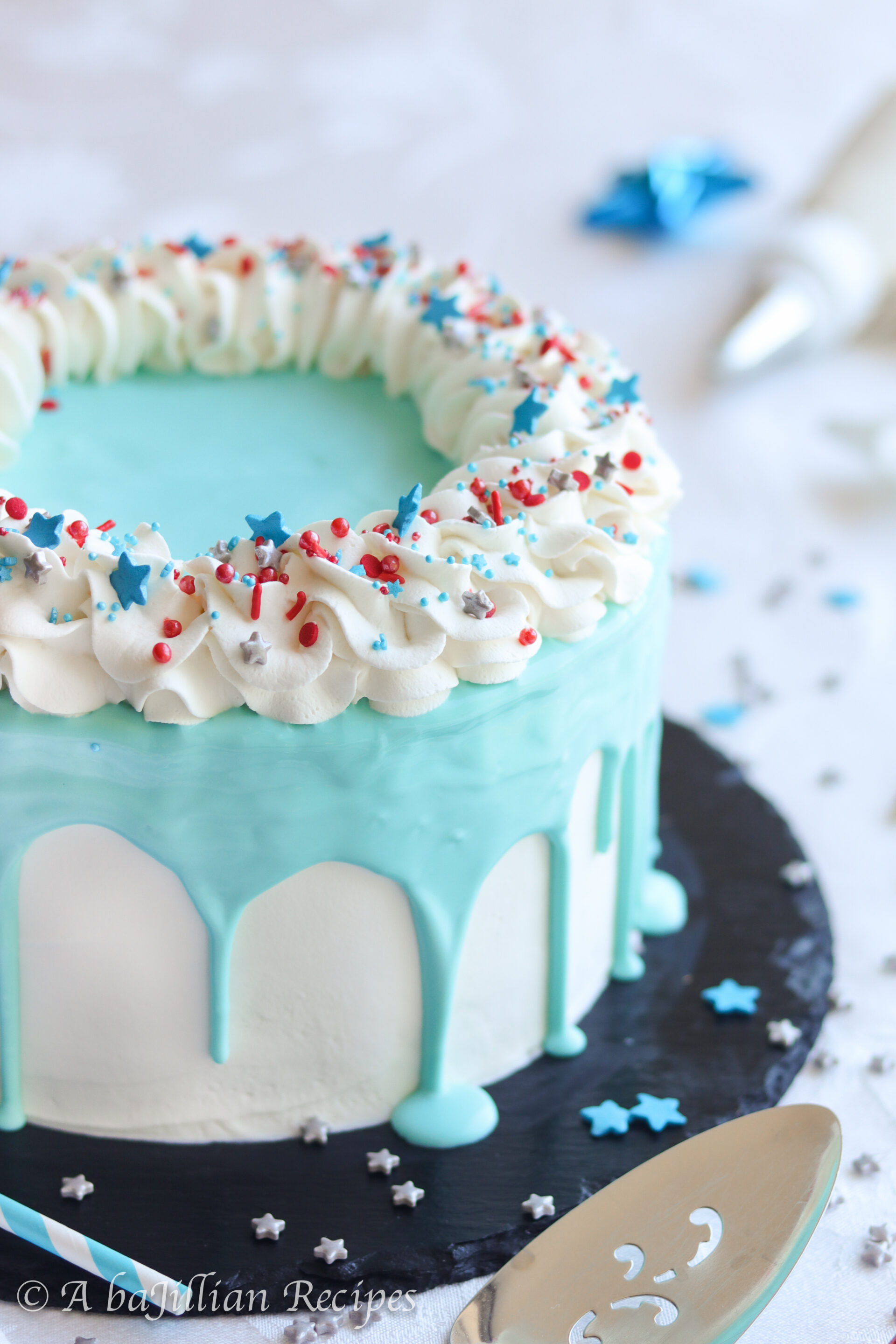 Red, White and Blue Ice Cream Cake - A baJillian Recipes