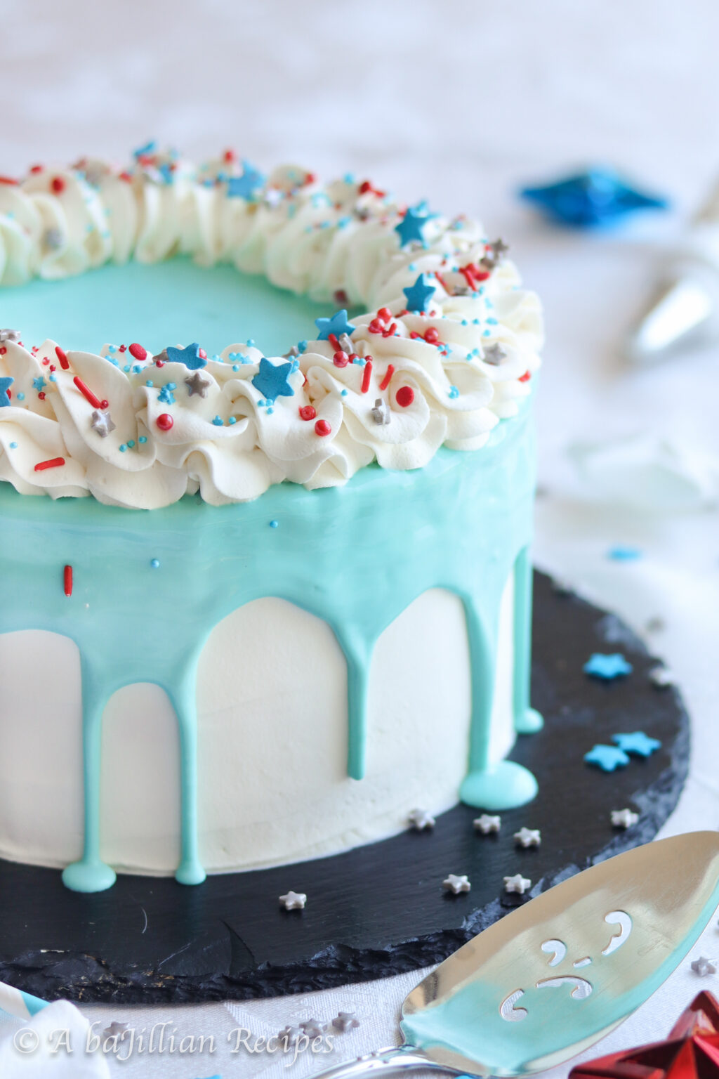 Red, White and Blue Ice Cream Cake - A baJillian Recipes