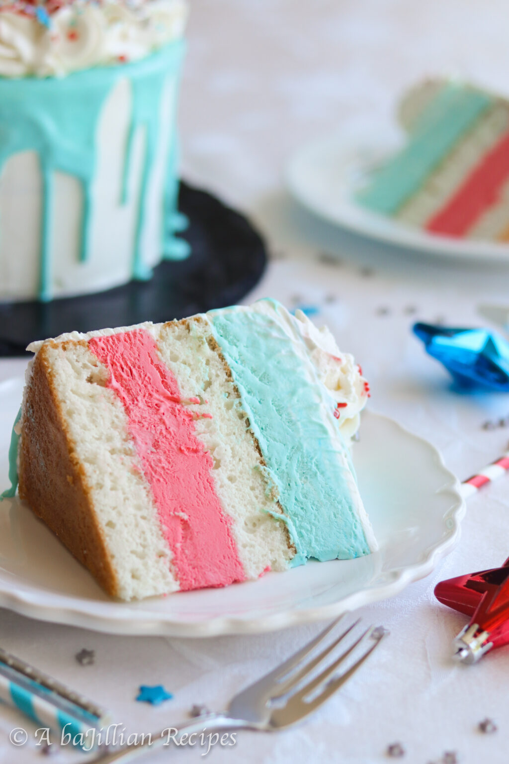 Red, White and Blue Ice Cream Cake - A baJillian Recipes