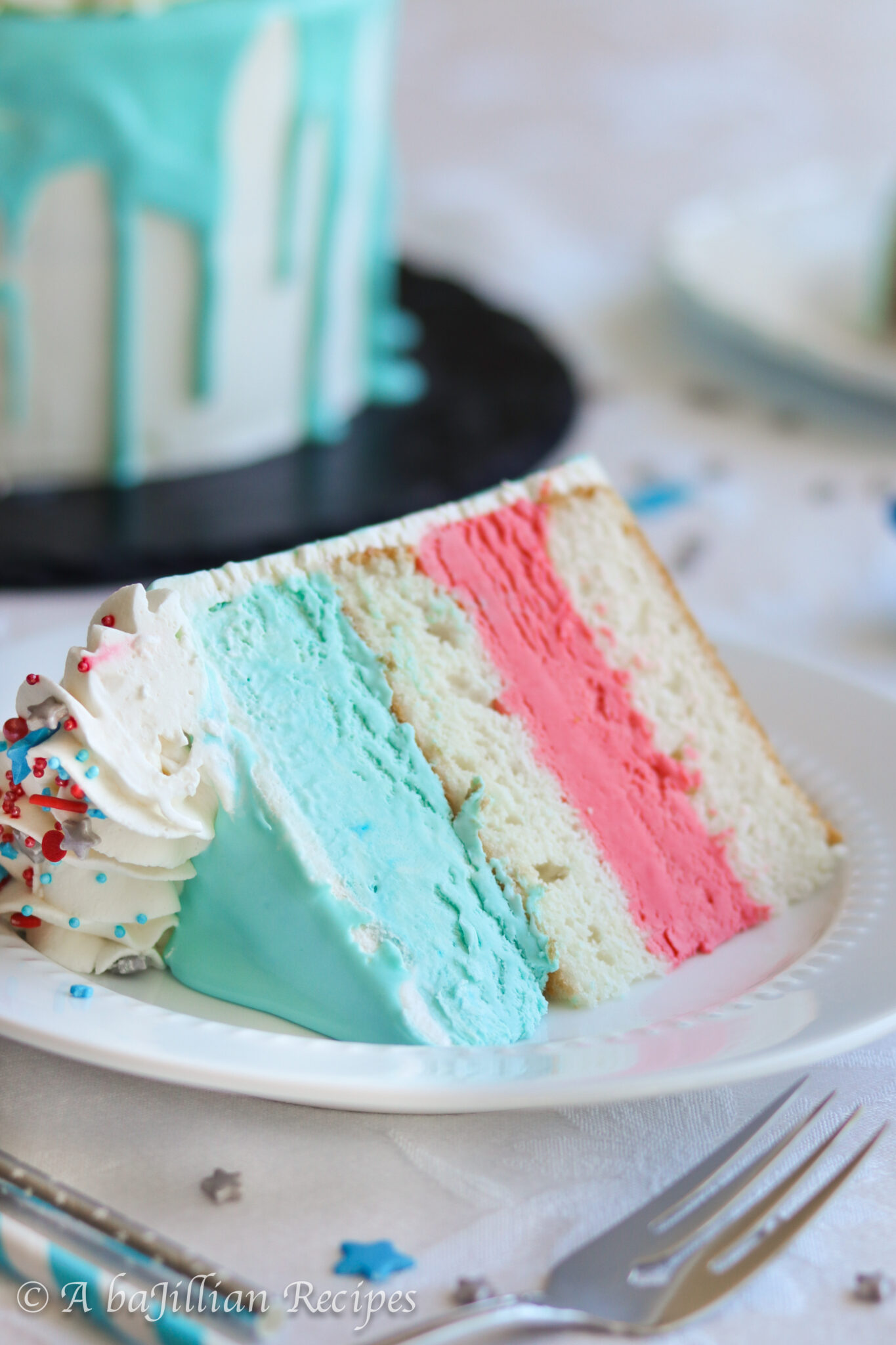 Red, White and Blue Ice Cream Cake - A baJillian Recipes