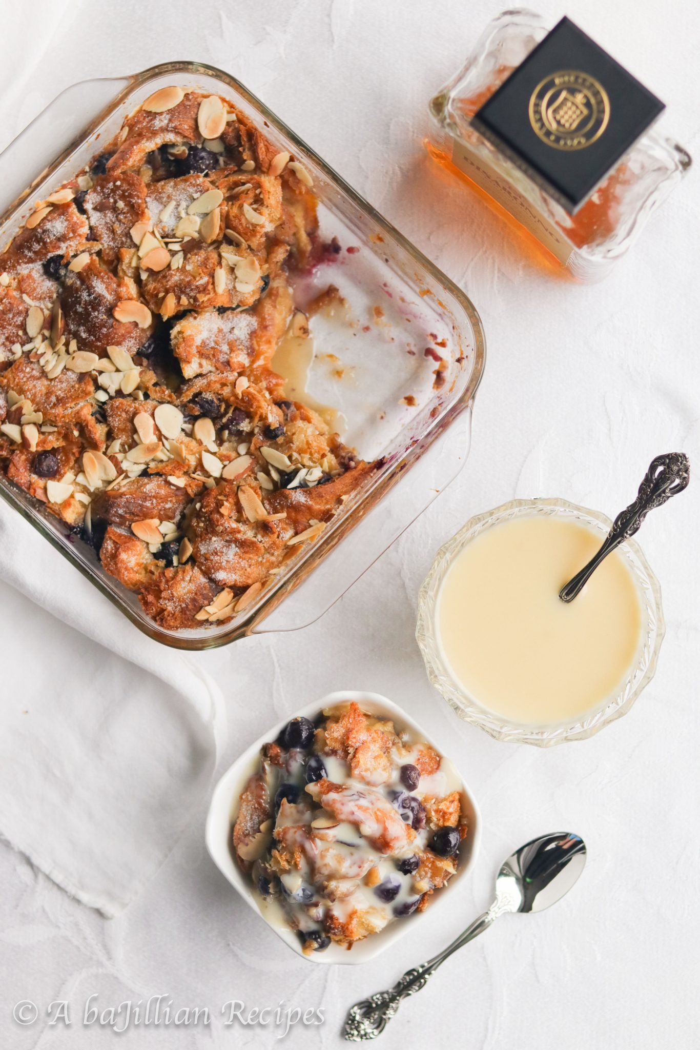 Blueberry Amaretto Bread Pudding - A baJillian Recipes