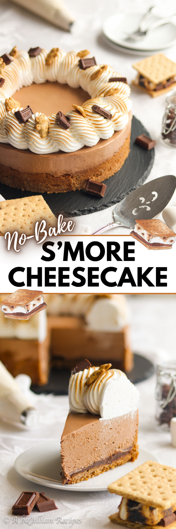 No-Bake S'more Cheesecake - A baJillian Recipes