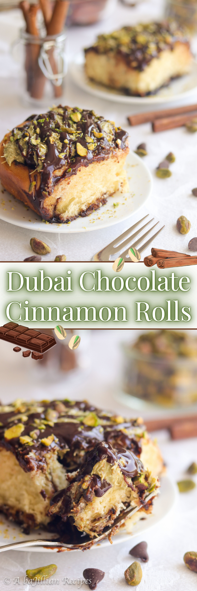 Dubai Chocolate Cinnamon Rolls - A baJillian Recipes